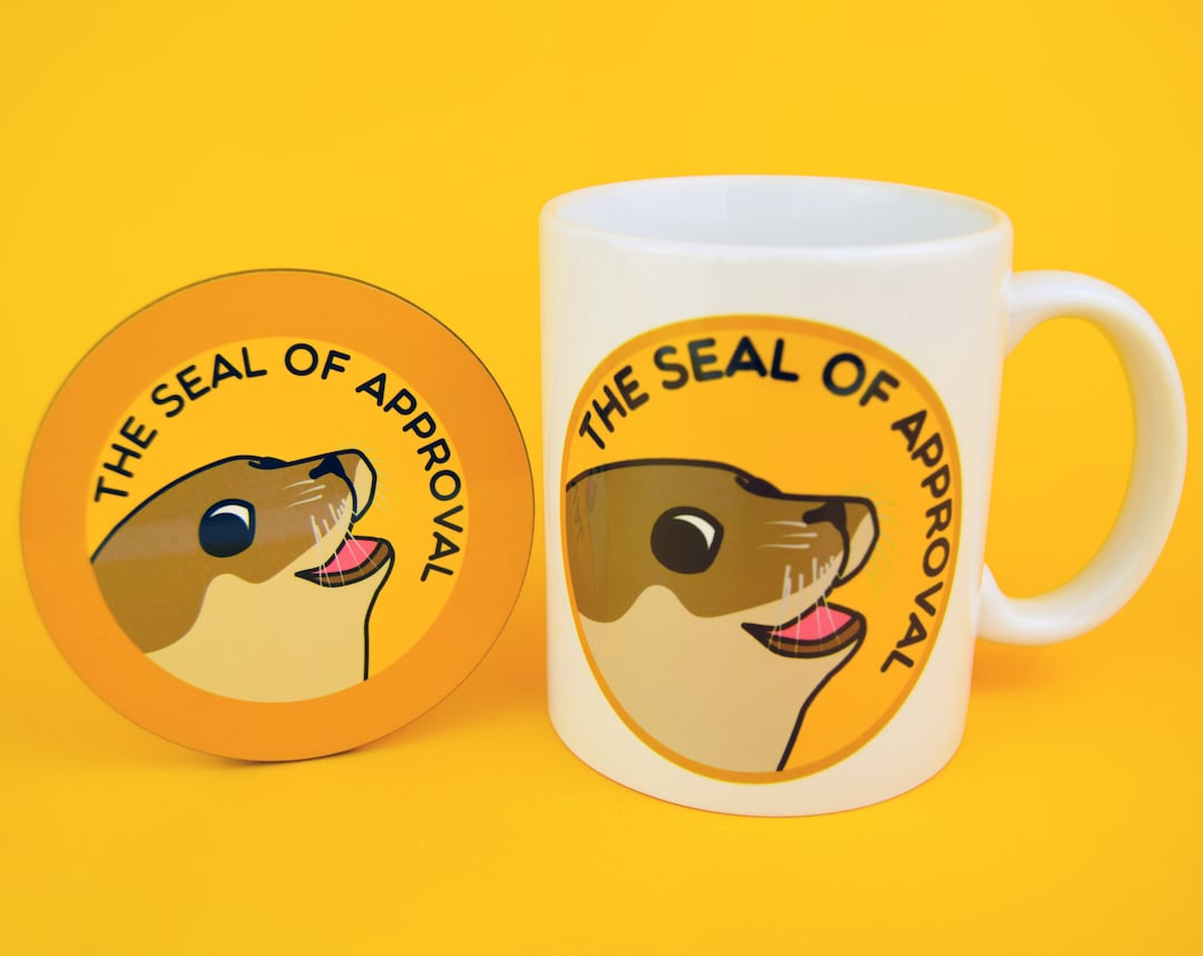 The Seal of Approval Mug & Coaster Gift Set Funny Meme Gift for ...