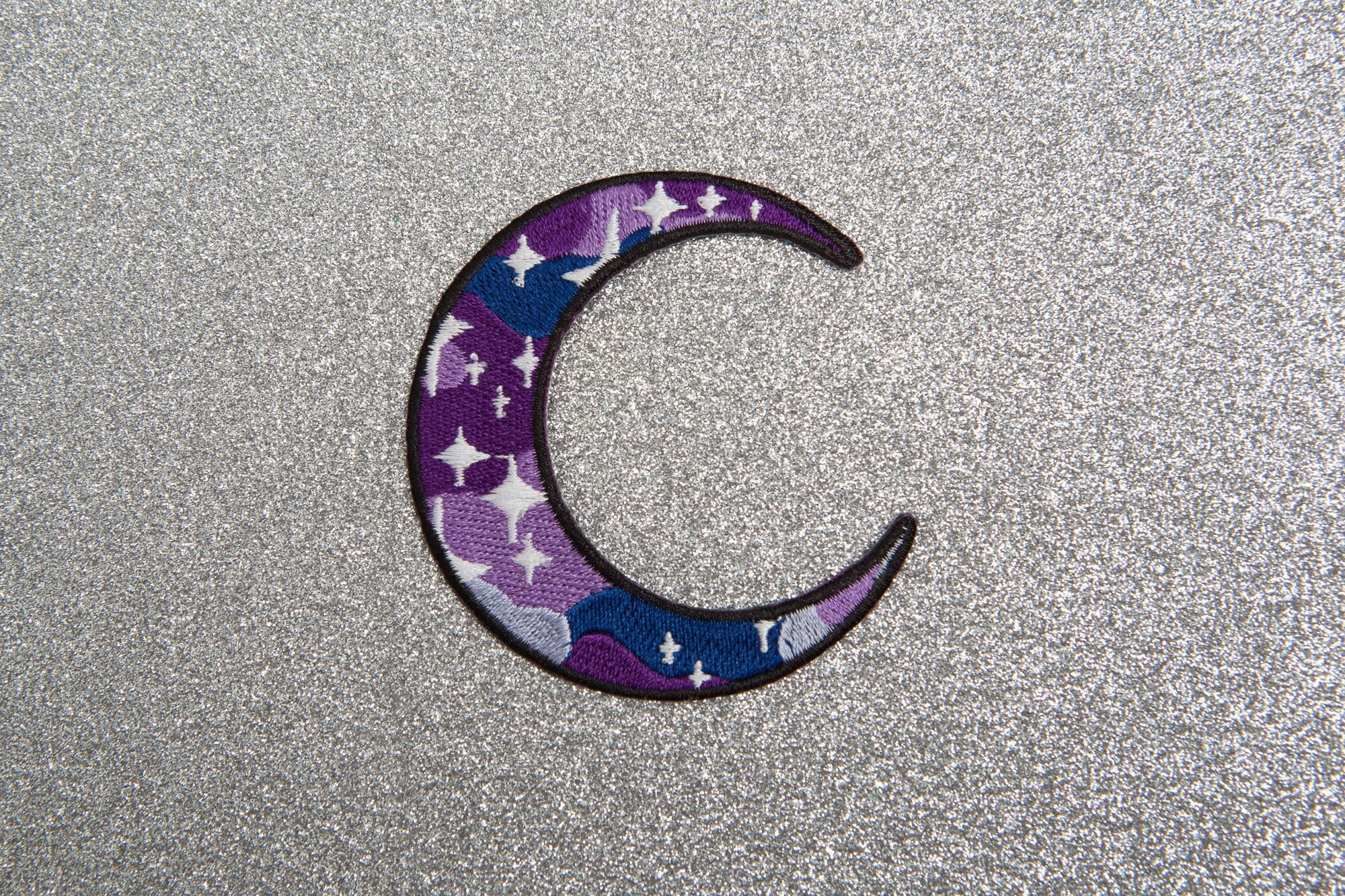 Galaxy Crescent Moon Embroidered Patch / Vegan Adhesive / Cute - Etsy