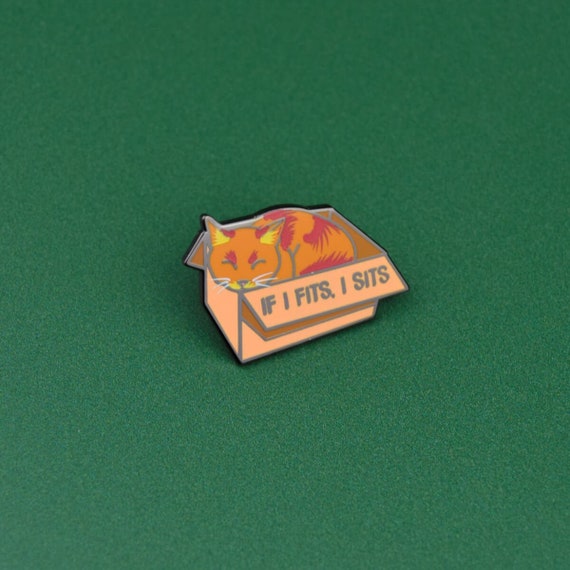 If I Fits I Sits Ginger Cat Pin Badge Hard Enamel | Etsy