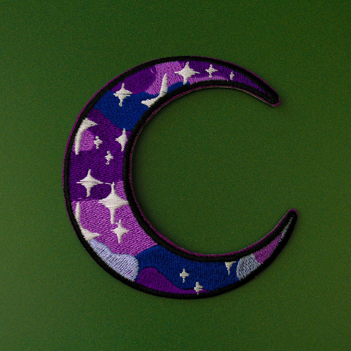 Galaxy Crescent Moon Embroidered Patch / Vegan Adhesive / Cute - Etsy