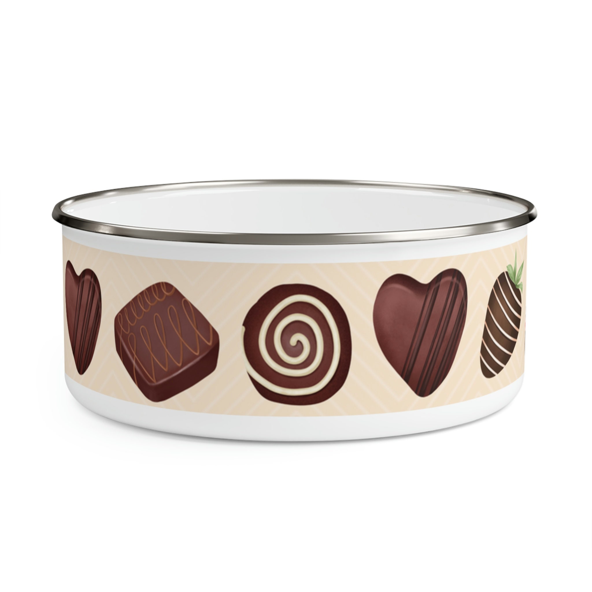 Stainless Steel And Enamel Bowl - Gourmet Chocolates And Chocolate ...