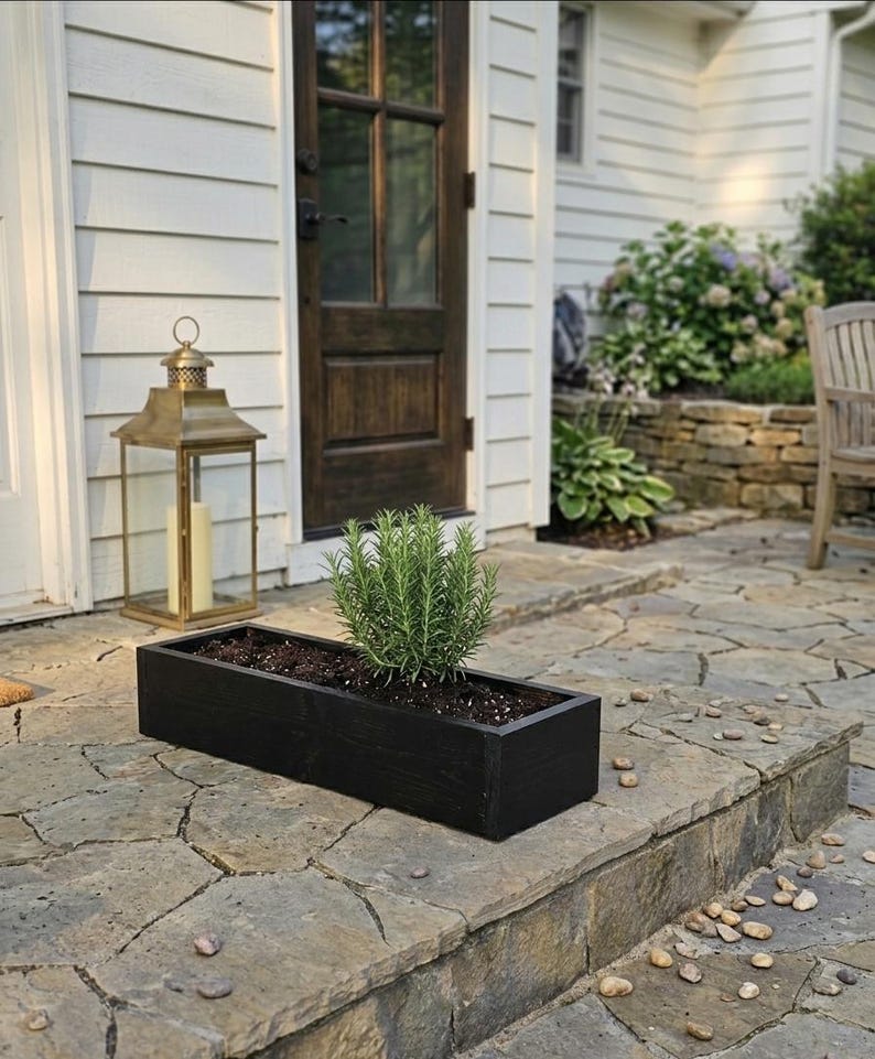 Cedar Planter, Rustic Wooden Flower Box, Rectangular Herb Planter ...