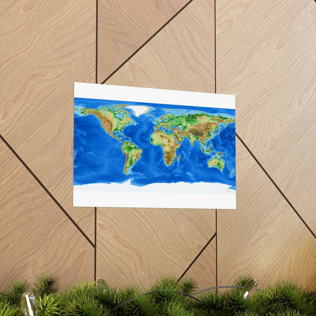 World Physical Map Matte Poster | Horizontal Wall Art, Educational ...