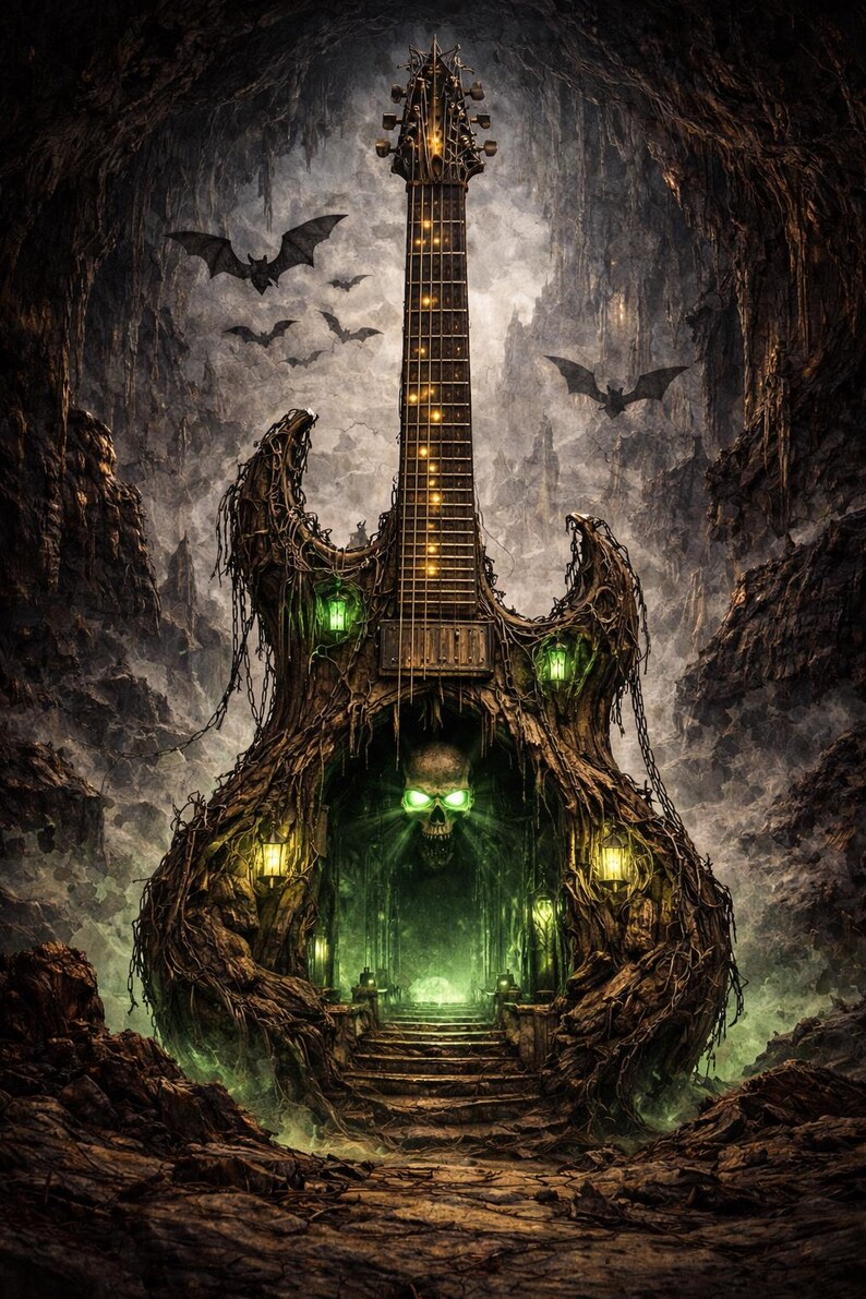 Surreal Cursed Guitar Art Wallpapers | Dark Atmospheric Music Art ...
