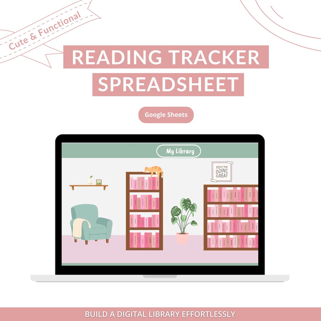 Pink Digital Book Tracker Spreadsheet, Reading Tracker Spreadsheet ...