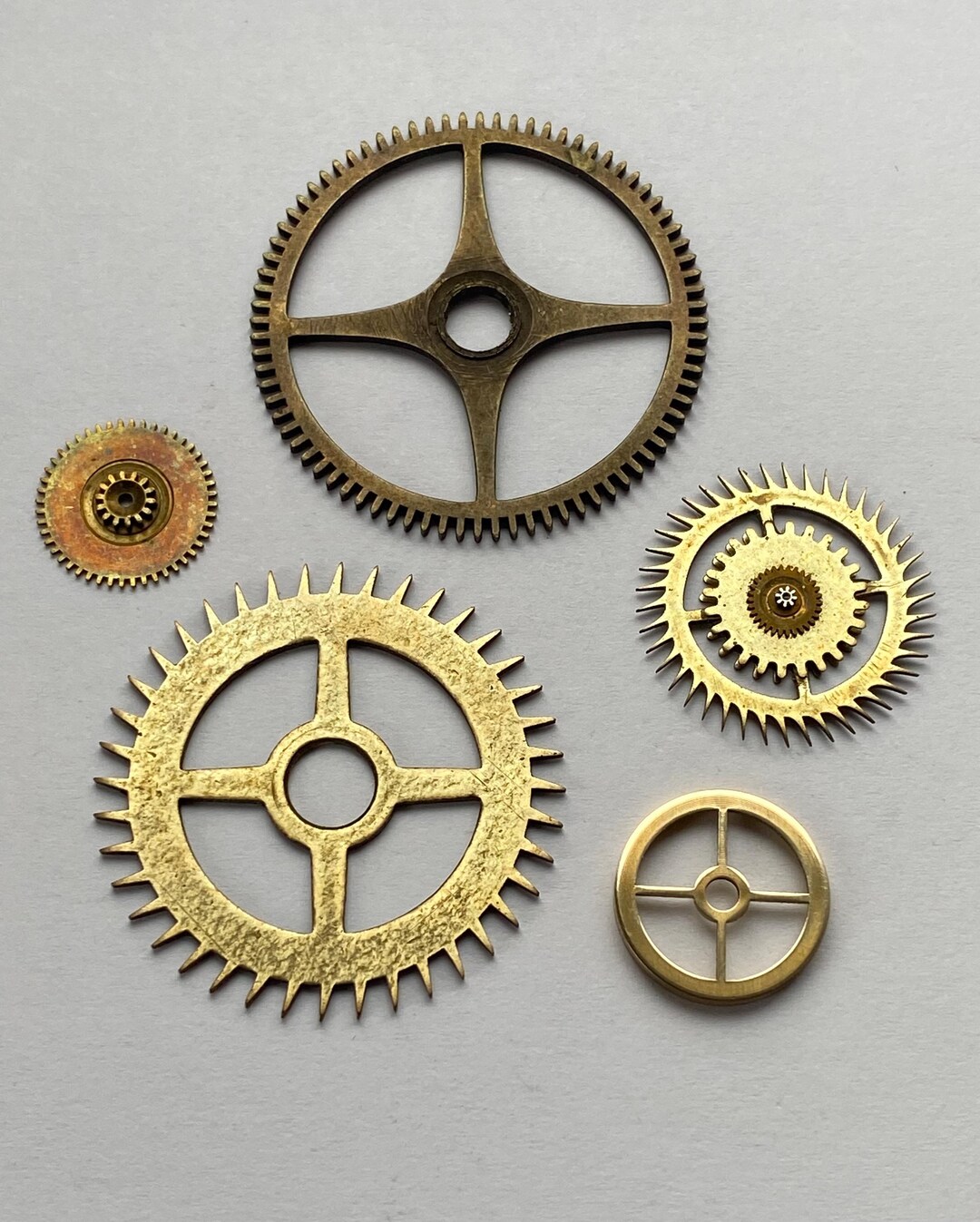 Med & LG Antique VTG Clock Pocket Watch Gear Wheel Cog LOT Restoration ...