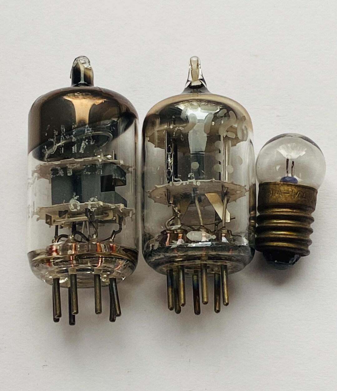 3 Pc Lot of Vintage Glass Radio Vacuum Tubes and Tiny Bulb Steampunk ...