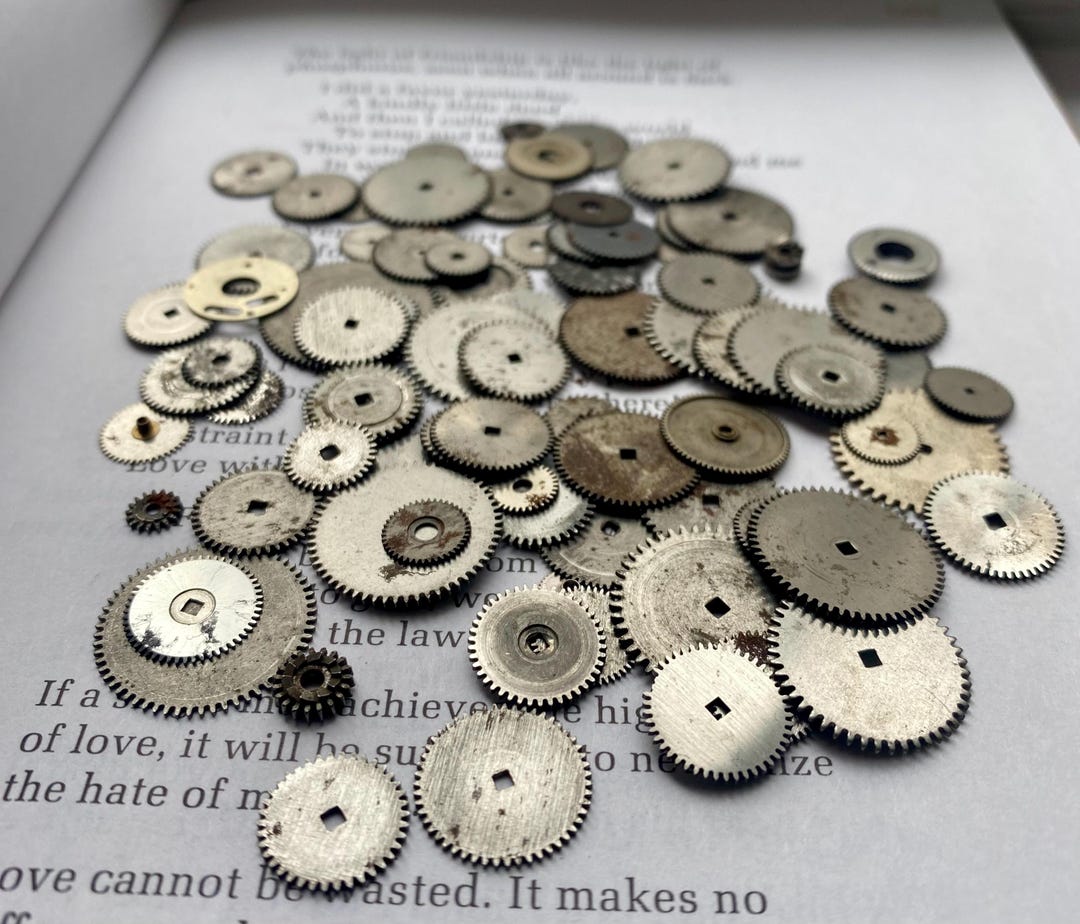 Rustic Steampunk Watch & Pocket W. Parts Gear Lot, Tarnished Wheels ...