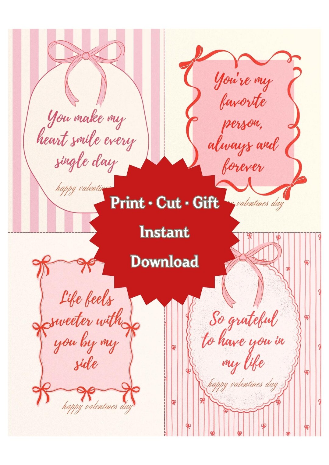 Retro Valentine Cards Printable Set | Vintage & Galentine | Pink Love ...
