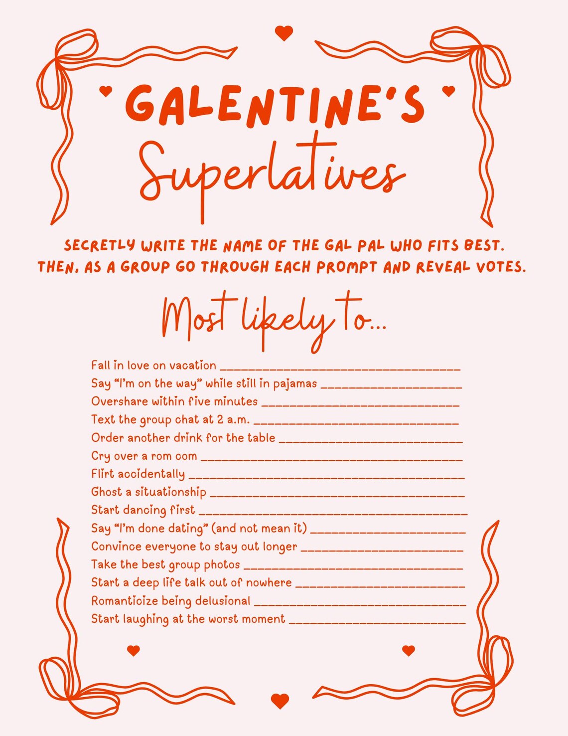 Galentine’s Day Superlatives Game 15 Modern Most Likely to Awards With ...
