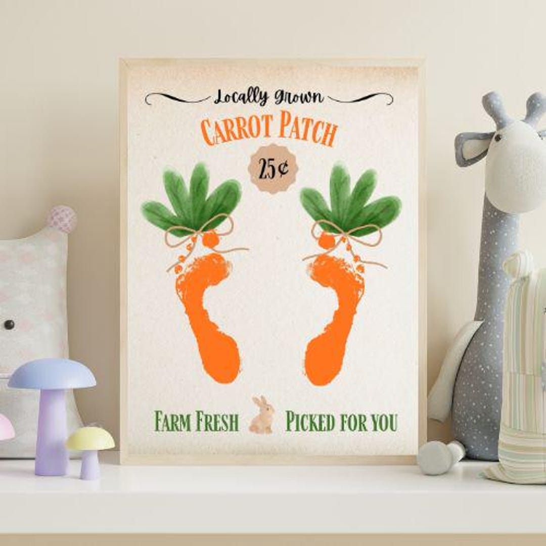Footprint Carrot Patch Printable Craft Activity Keepsake Gift Decor ...