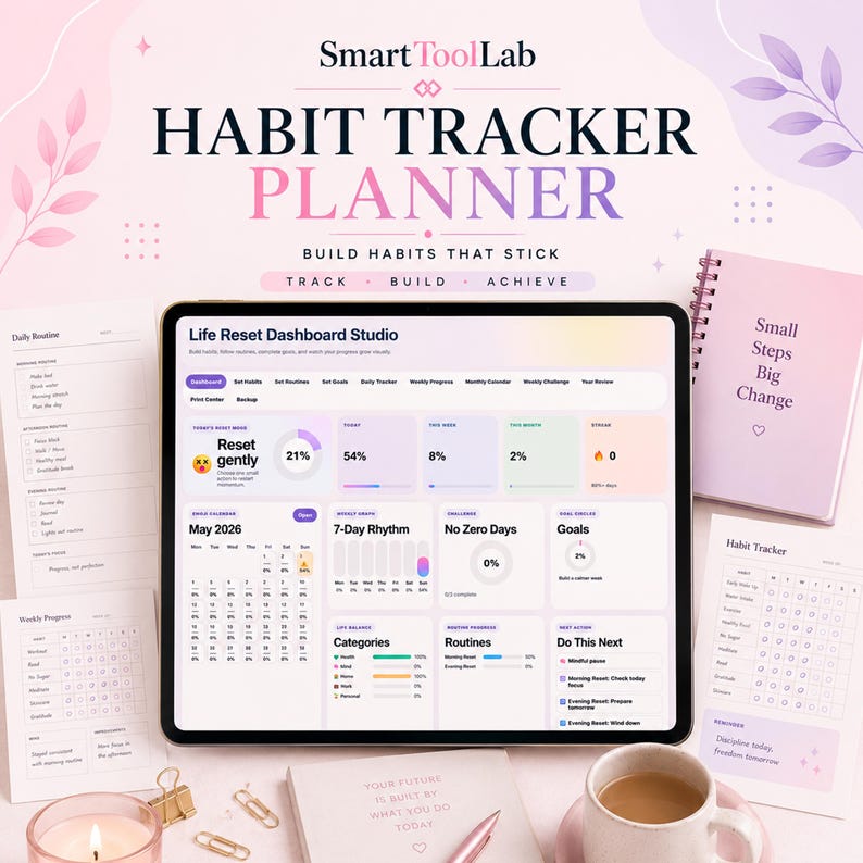 Habit Tracker & Daily Routine Planner | Goal Tracker Template for ...