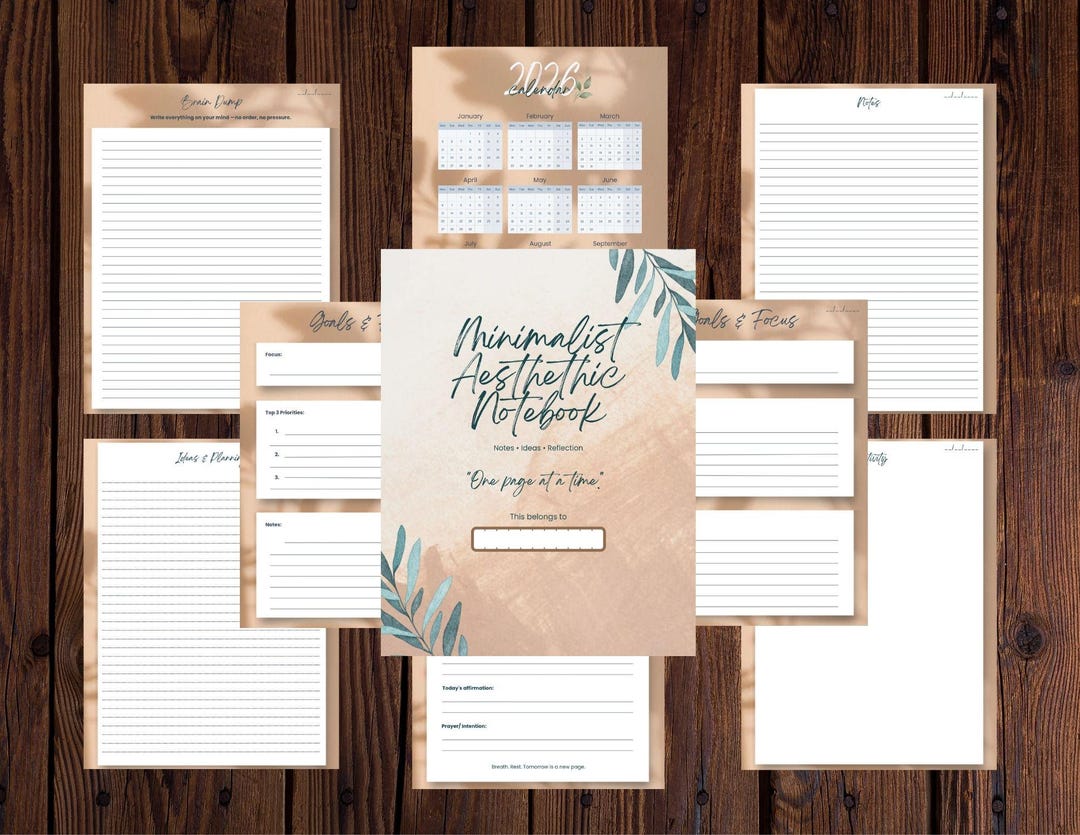 Minimalist Notebook Template | Printable & Digital - Etsy