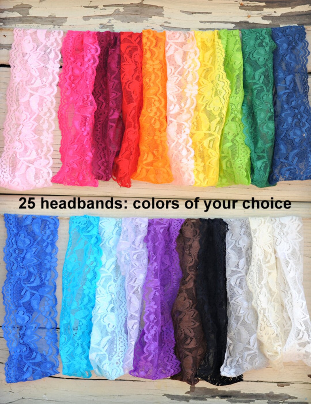 2" Lace Headbands - Wholesale Stretch Lace Headbands - Set of 25 - You ...
