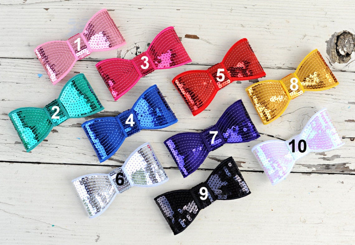 Extra Large Sequin Bows - 5 Inch Sequin Bows - Set of 2 - Choose Your ...