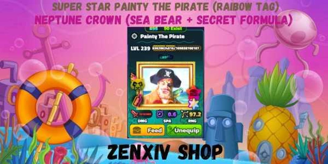Super Star Painty the Pirate Neptune Crown (rainbow Tag) - Spongebob ...