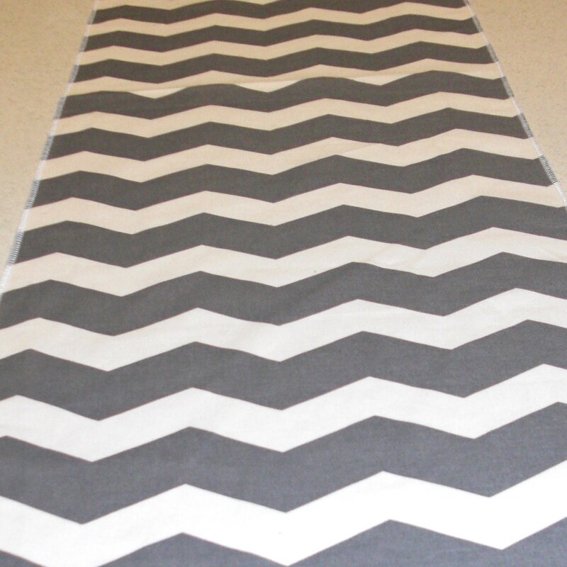 Gray Chevron Table Runner - Etsy