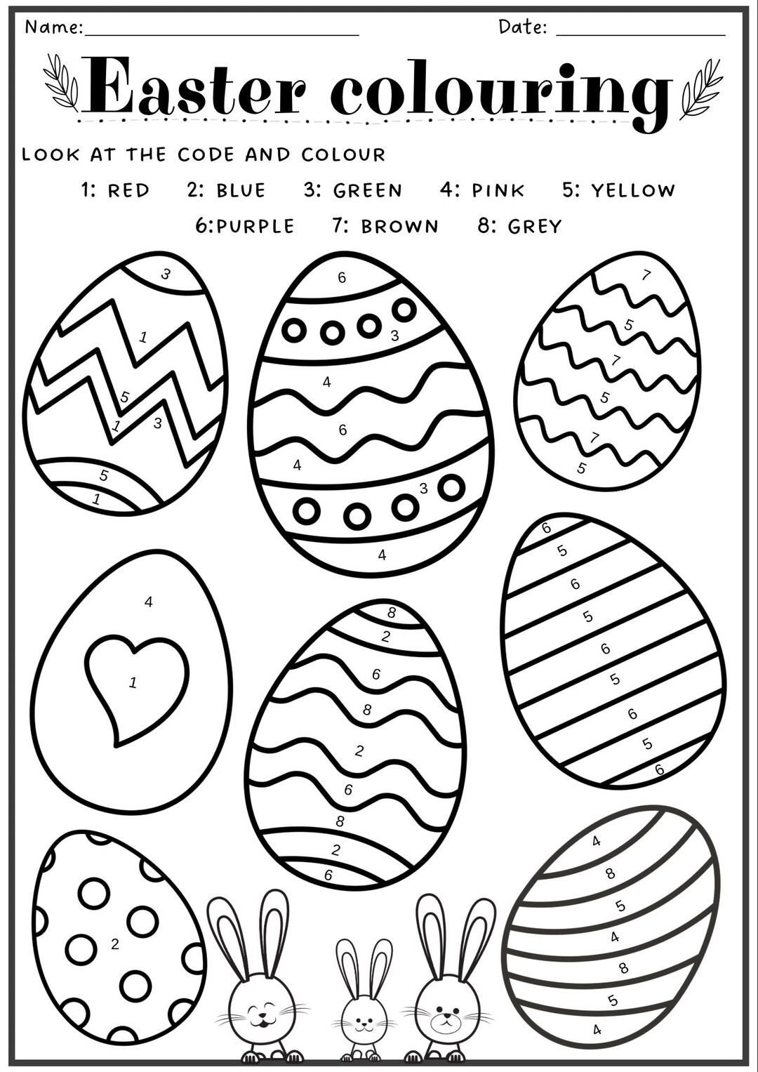 Easter Egg Color by Number (digital Download) - Etsy