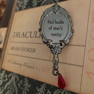 Dracula Mirror Pin, Bookish Pin, Bookish, Book Lover Gift, Literary ...