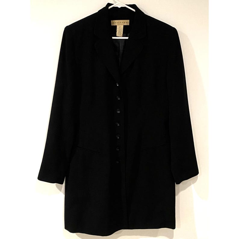 Apostrophe Long Blazer Black 7 Buttons Full Lining 2 Pockets Jackect Sz ...