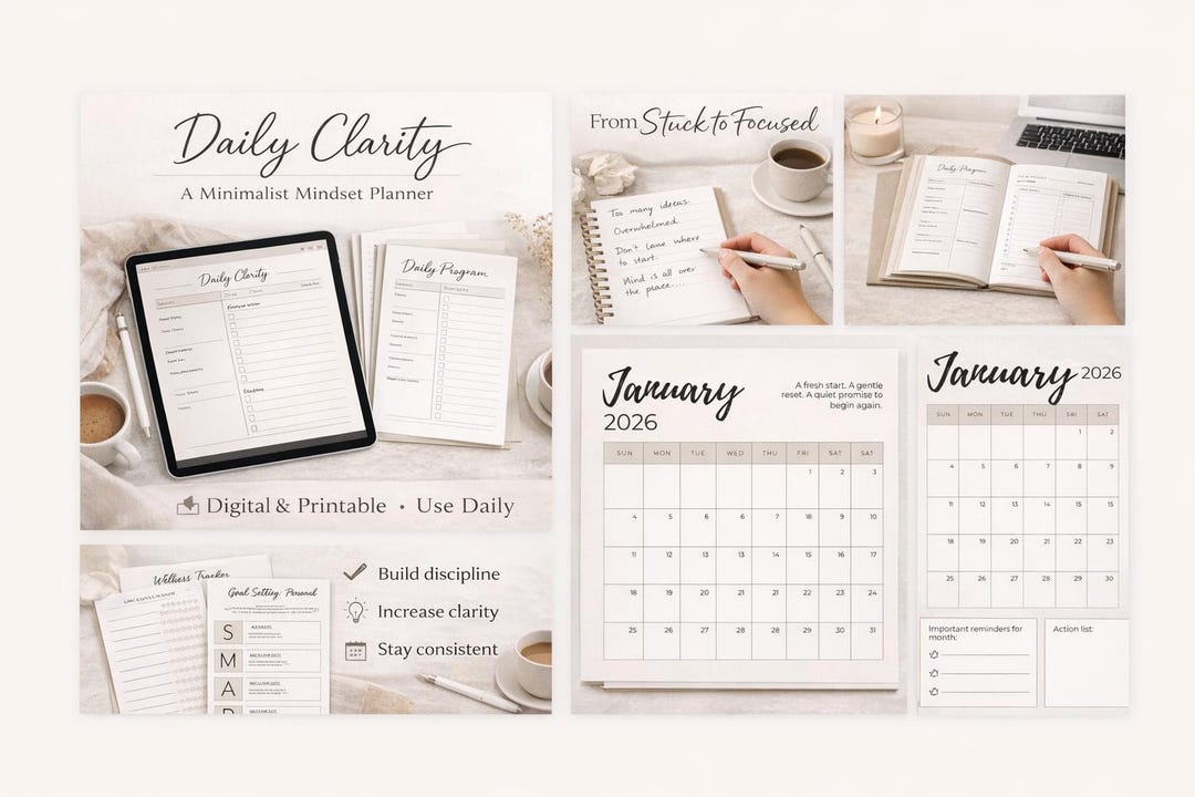 All in One Daily Planner and Goal Setting Page – Printable + Digital ...