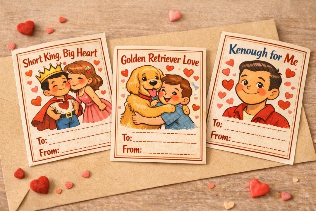 Retro Style Valentines – Printable Card Set - Etsy