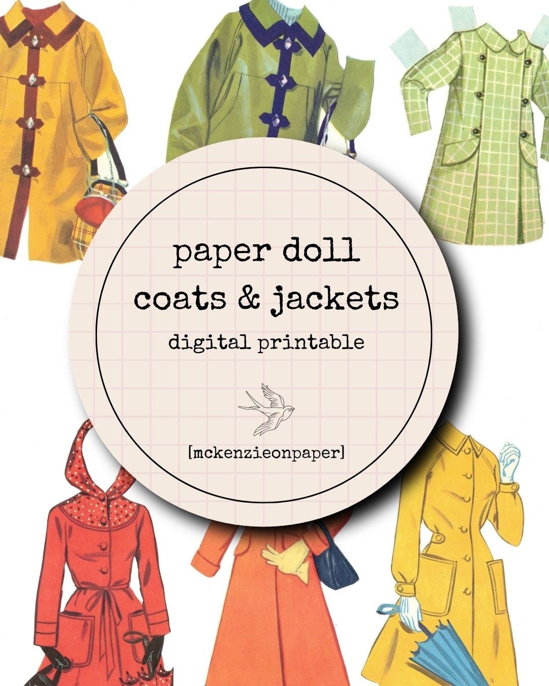 Printable Paper Doll Clothes, Vintage Coats, Paper Doll Digitals - Etsy