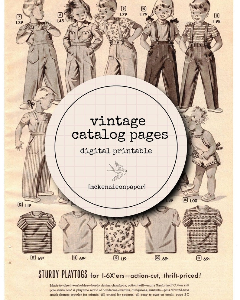 DIGITAL Vintage Catalog Pages | Printable Junk Journal Supplies - Etsy