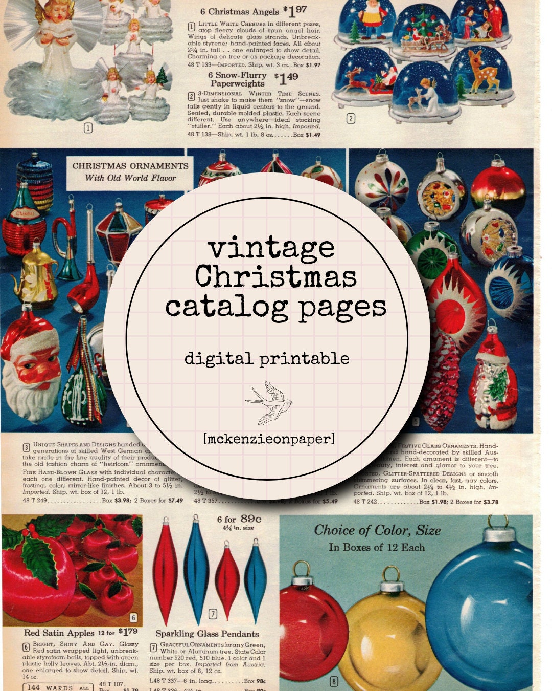 DIGITAL Vintage Christmas Catalog Pages Printable Junk Journal Supplies ...