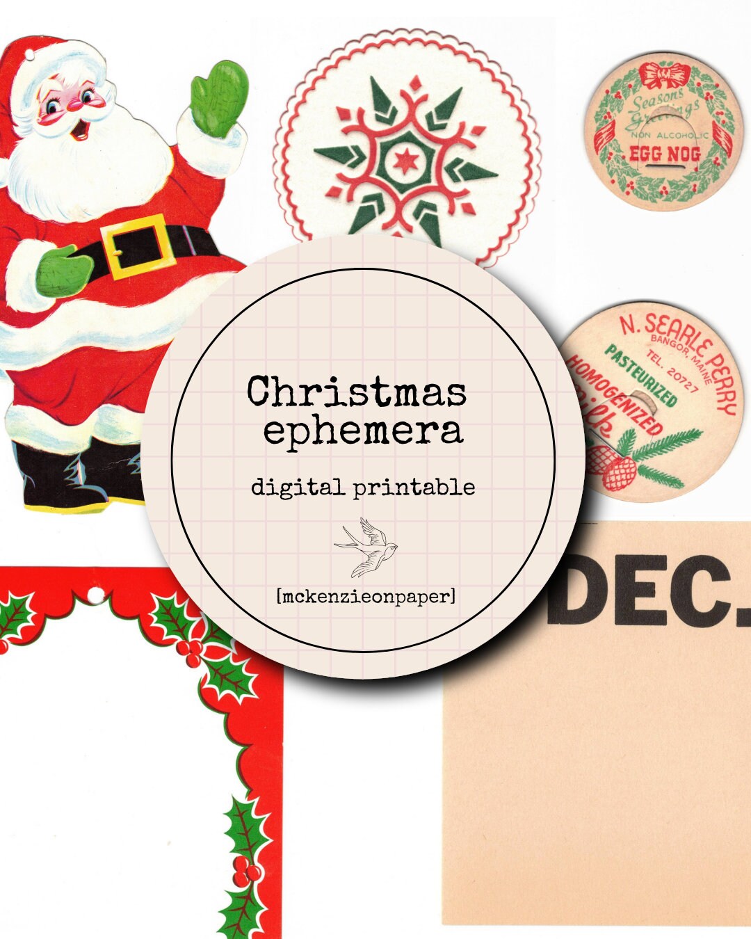 DIGITAL Christmas Ephemera Printable Set - Etsy
