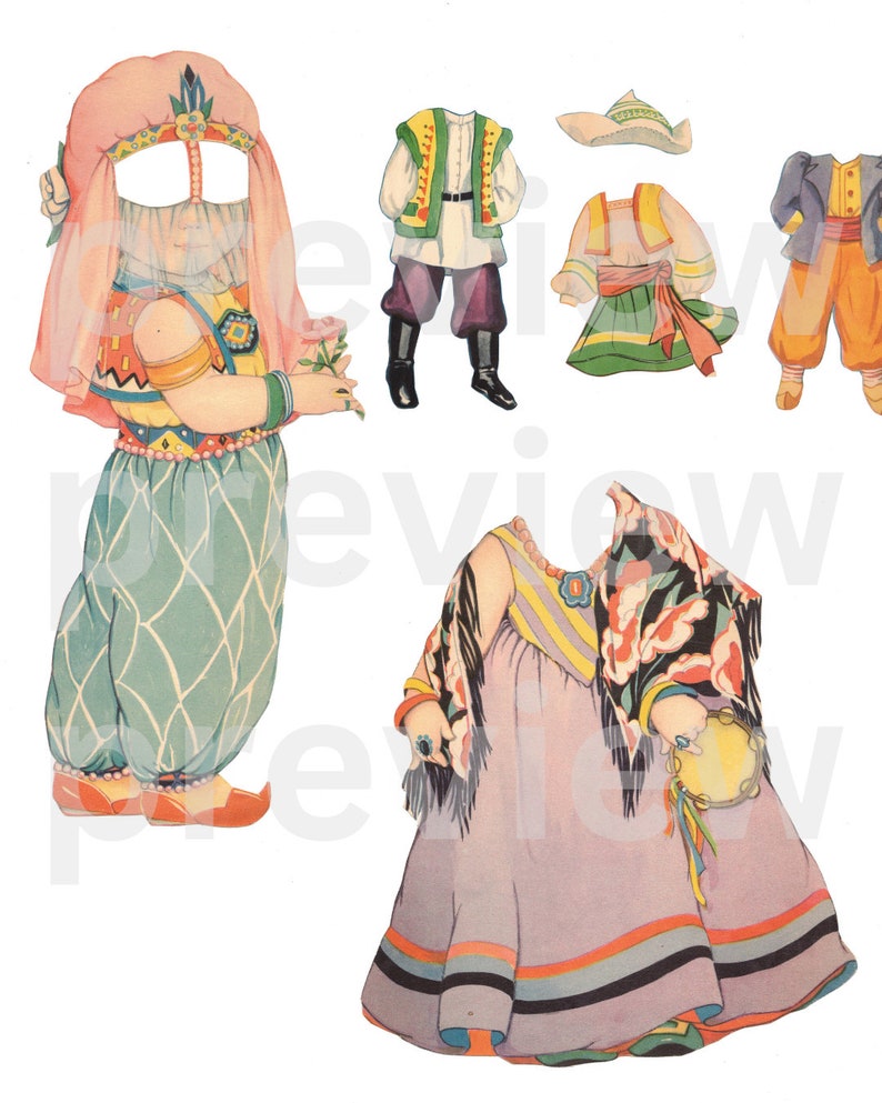 Paper Doll Halloween Costumes, Printable Children's Paper Doll Costumes ...