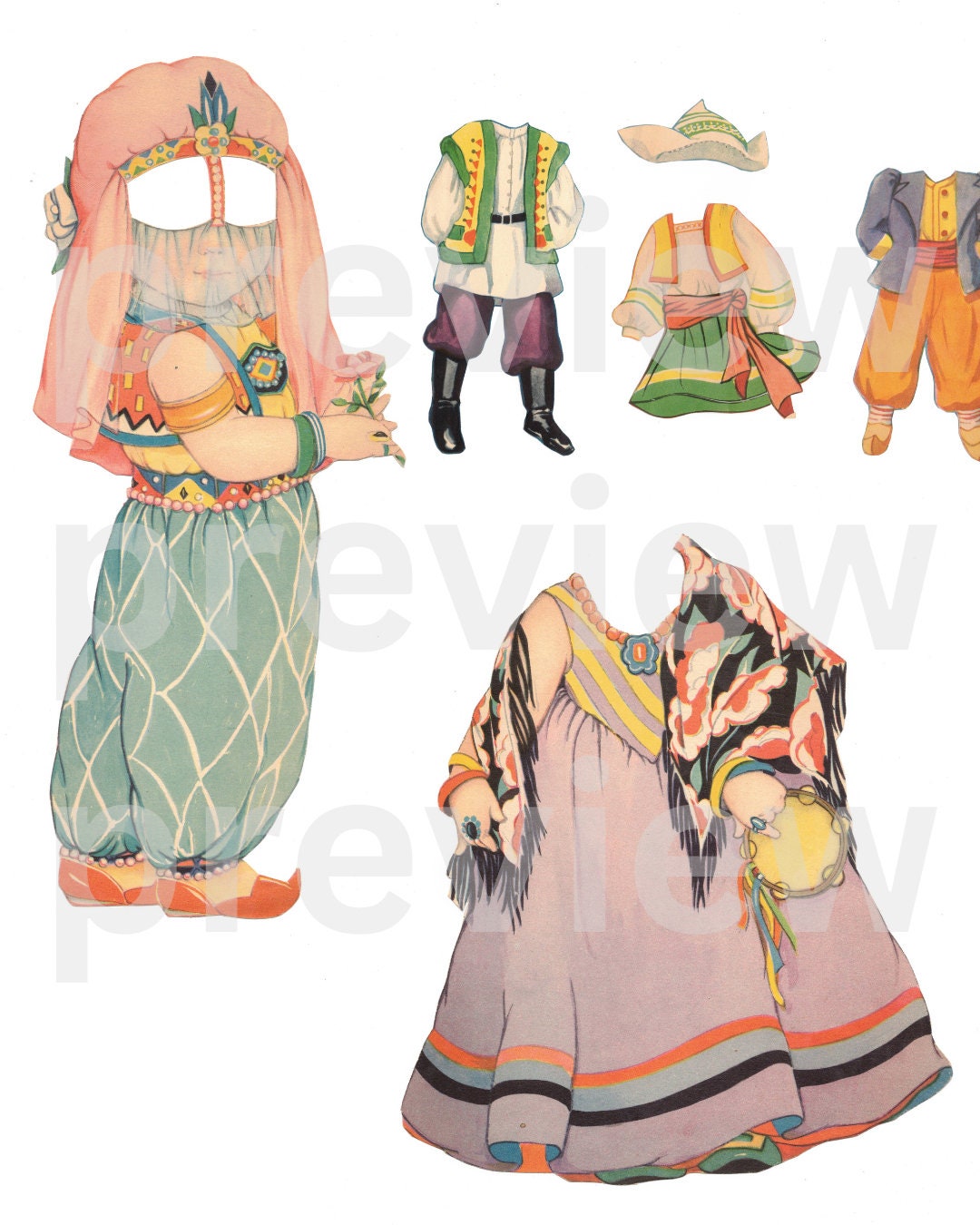 Paper Doll Halloween Costumes, Printable Children's Paper Doll Costumes - Etsy