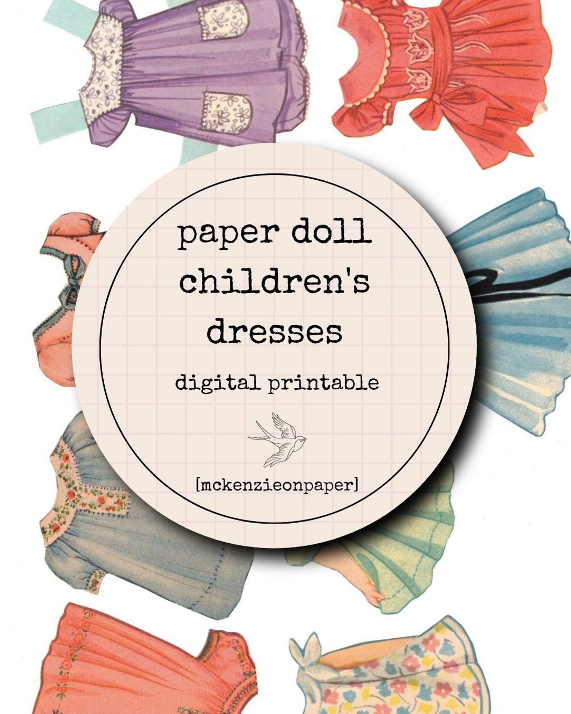 Paper Doll Dresses, Printable Children's Paper Doll Dresses - Etsy