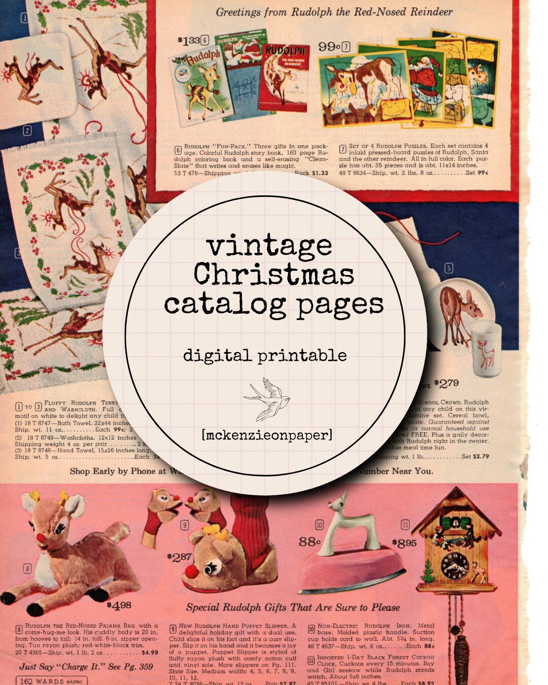 DIGITAL Vintage Christmas Catalog Pages Printable Junk Journal Supplies ...