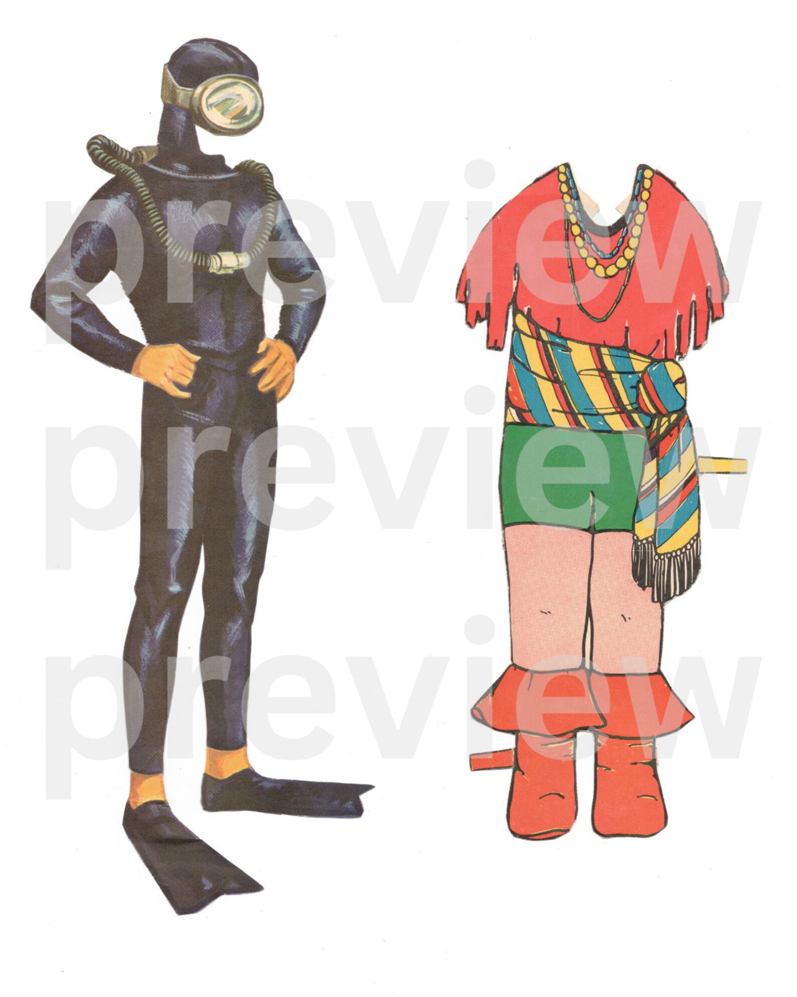 Paper Doll Halloween Costumes, Printable Children's Paper Doll Costumes ...