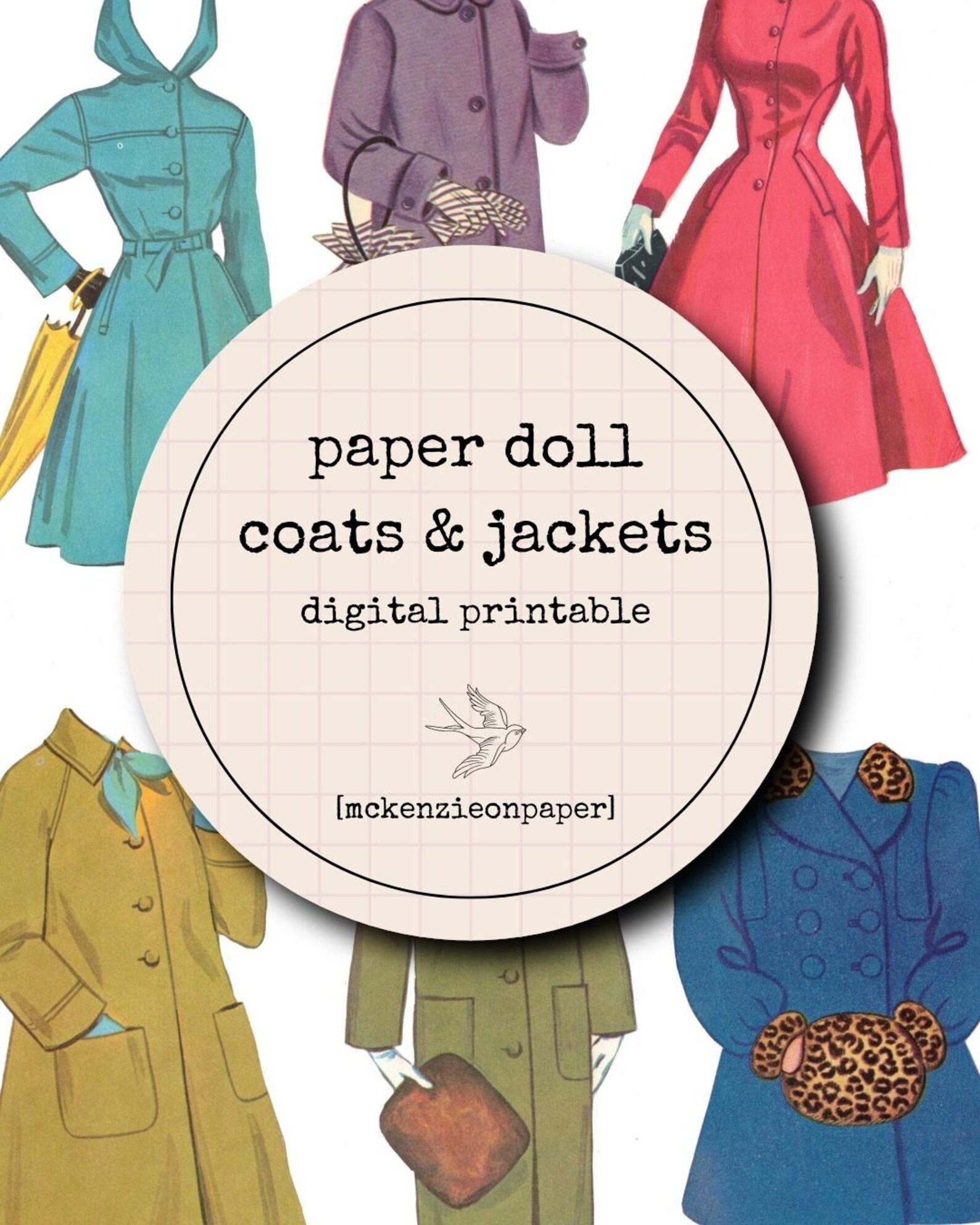 Printable Paper Doll Clothes, Vintage Coats, Paper Doll Digitals - Etsy