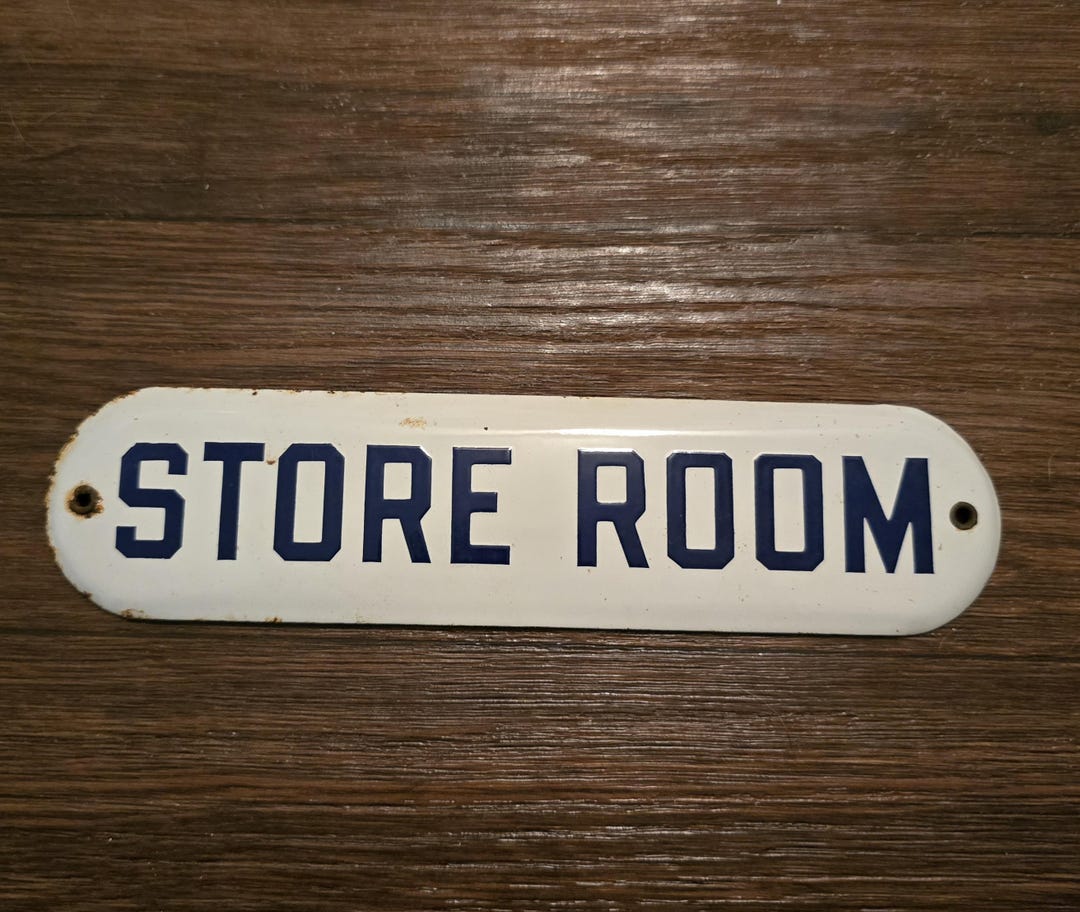 Vintage Porcelain Store Room Sign - Blue and White - Etsy