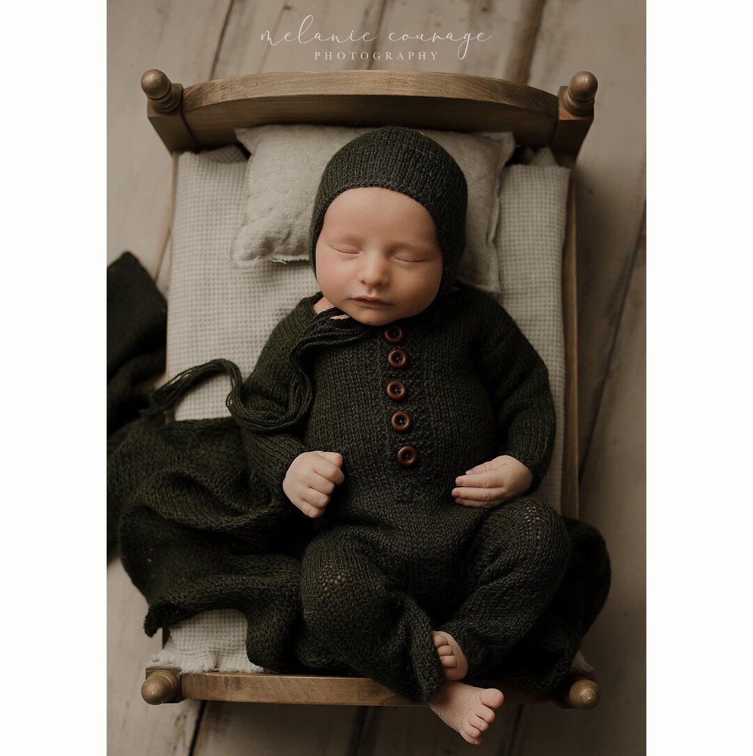 Newborn Sleeper Outfit, Photo Prop, Dark Green, Newborn Romper - Etsy
