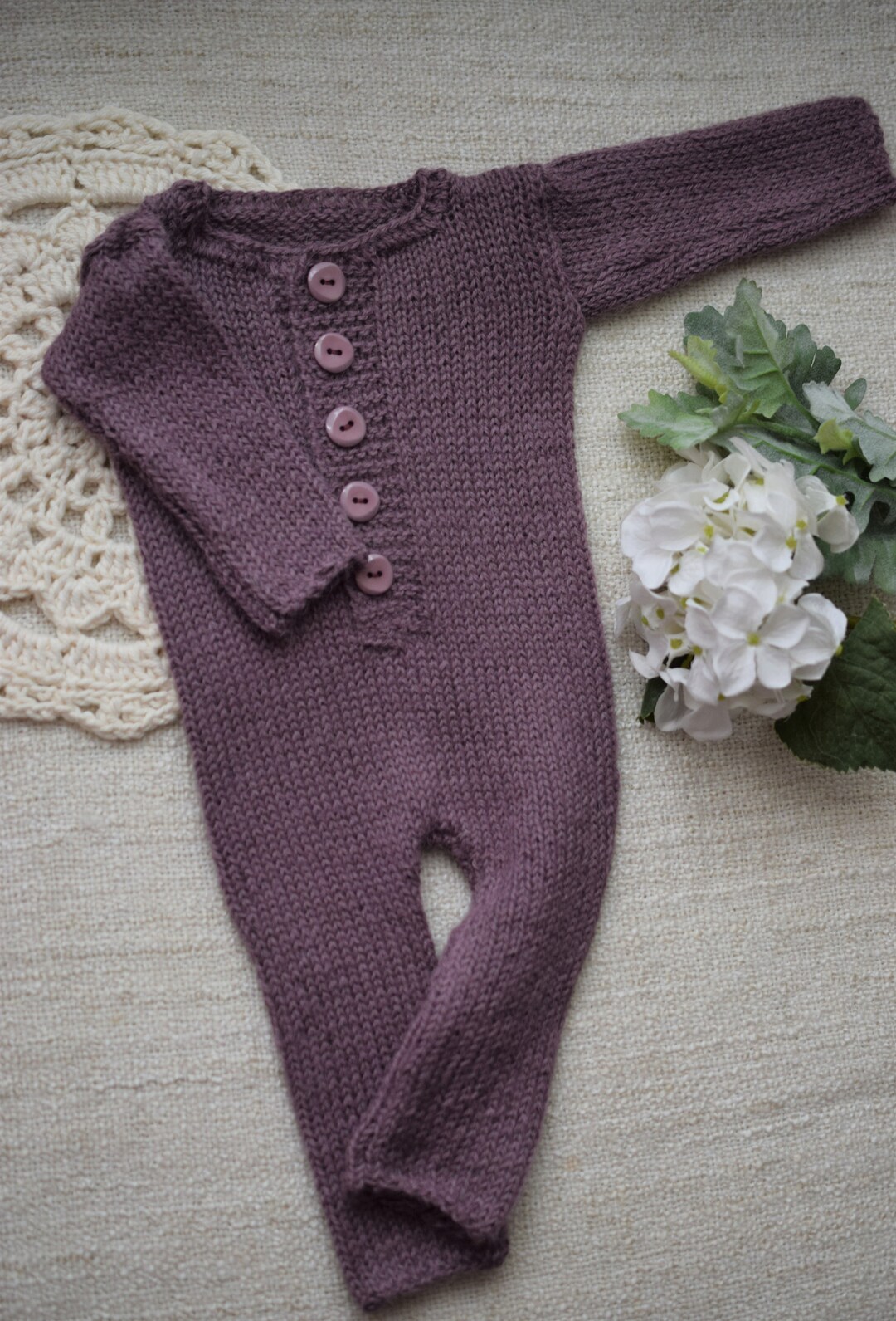 Newborn Sleeper Outfit, Photo Prop, Dark Purple Romper, Newborn Romper ...