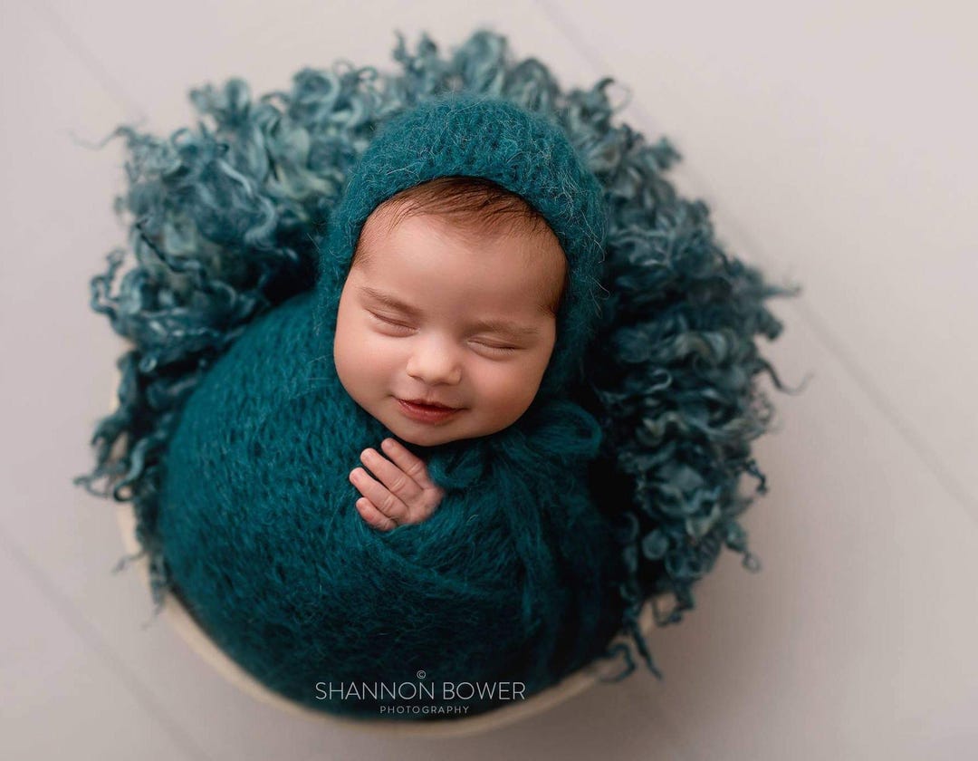 Newborn Wrap Photography Prop, Handknitted Long Fuzzy Wrap, Soft ...