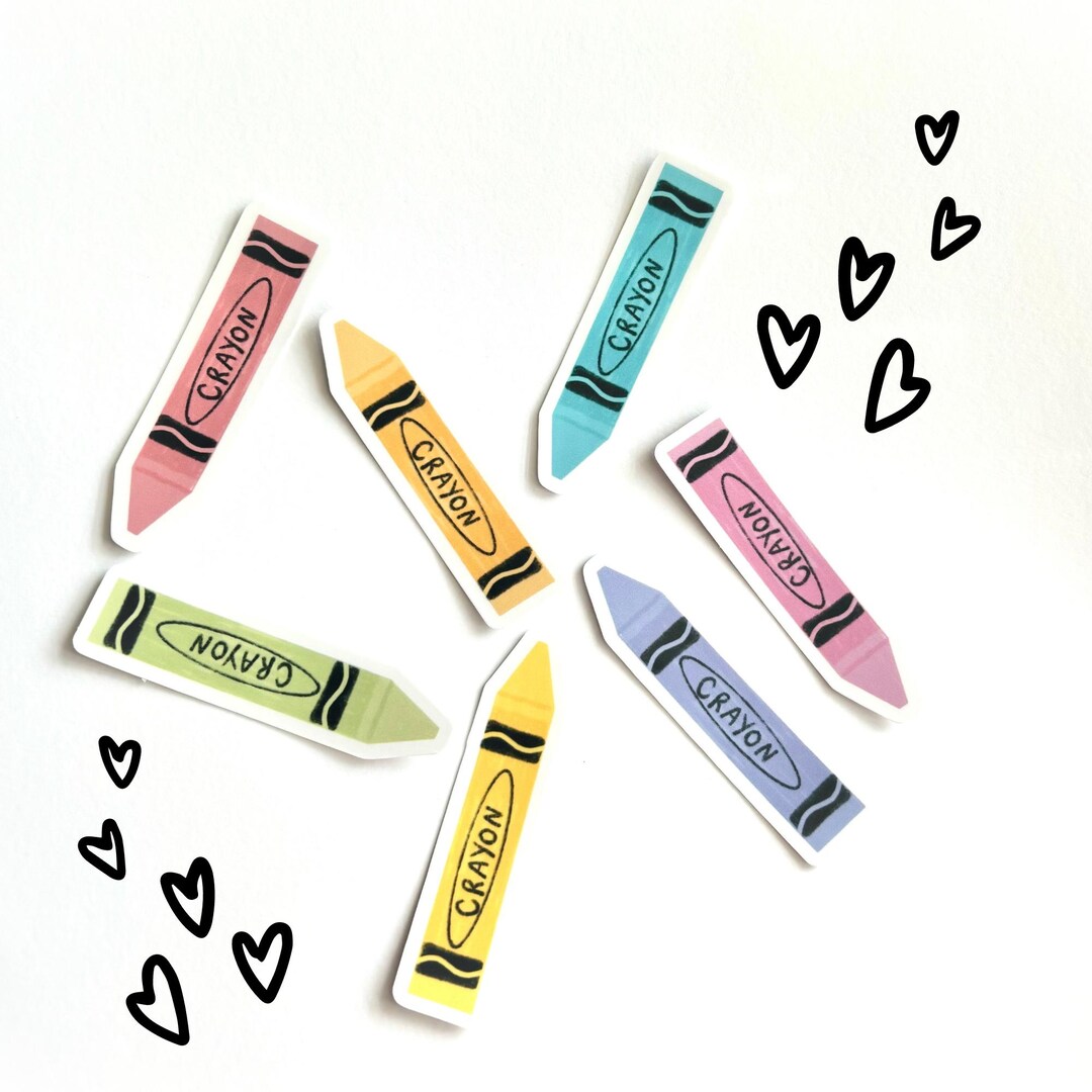 Mini Crayon Vinyl Sticker Pack, Rainbow Crayons, Coloring Stickers ...