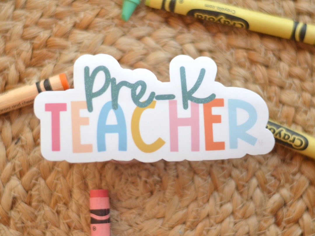 Pre-k Teacher Sticker, Vinyl Sticker, Teacher Gift, Colorful Block ...