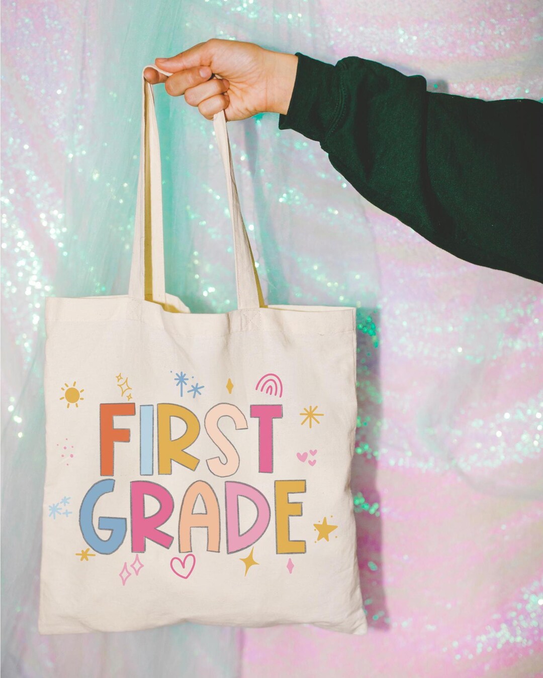 First Grade Canvas Tote Bag, First Grade Teacher Tote Bag, Teacher Gift ...