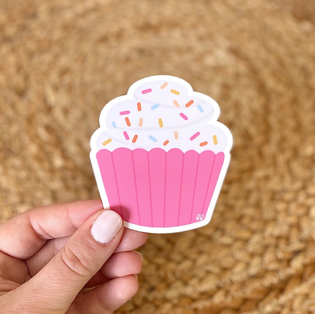 Pink Cupcake With Sprinkles Vinyl Sticker - Etsy