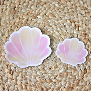 Pink Seashell Sticker, Watercolor Seashell, Vinyl Sticker, Beach Lover ...