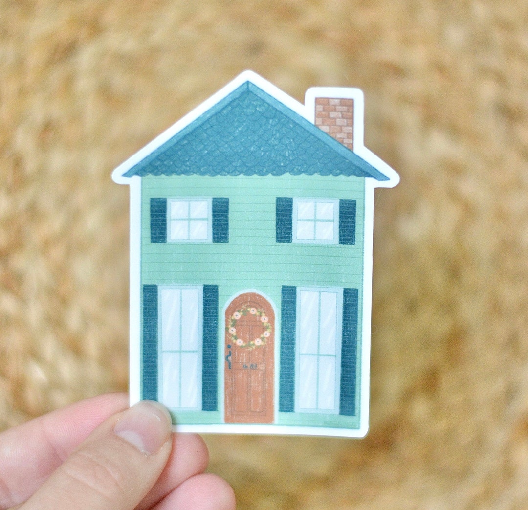 Green Cottage Sticker, Vinyl Sticker, Cottagecore House Sticker ...