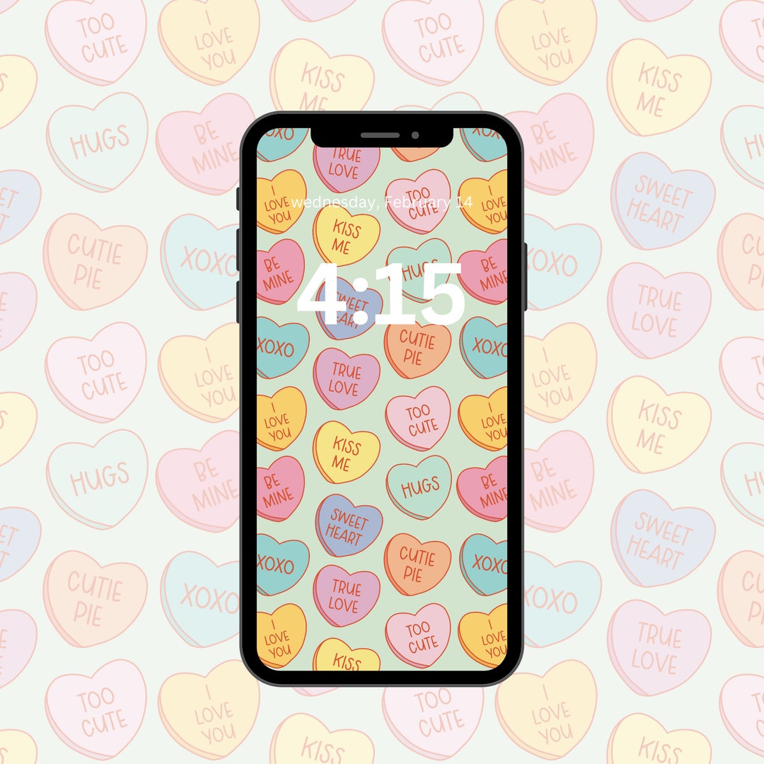 Conversation Hearts Digital Wallpaper, Desktop Wallpaper, Tablet ...