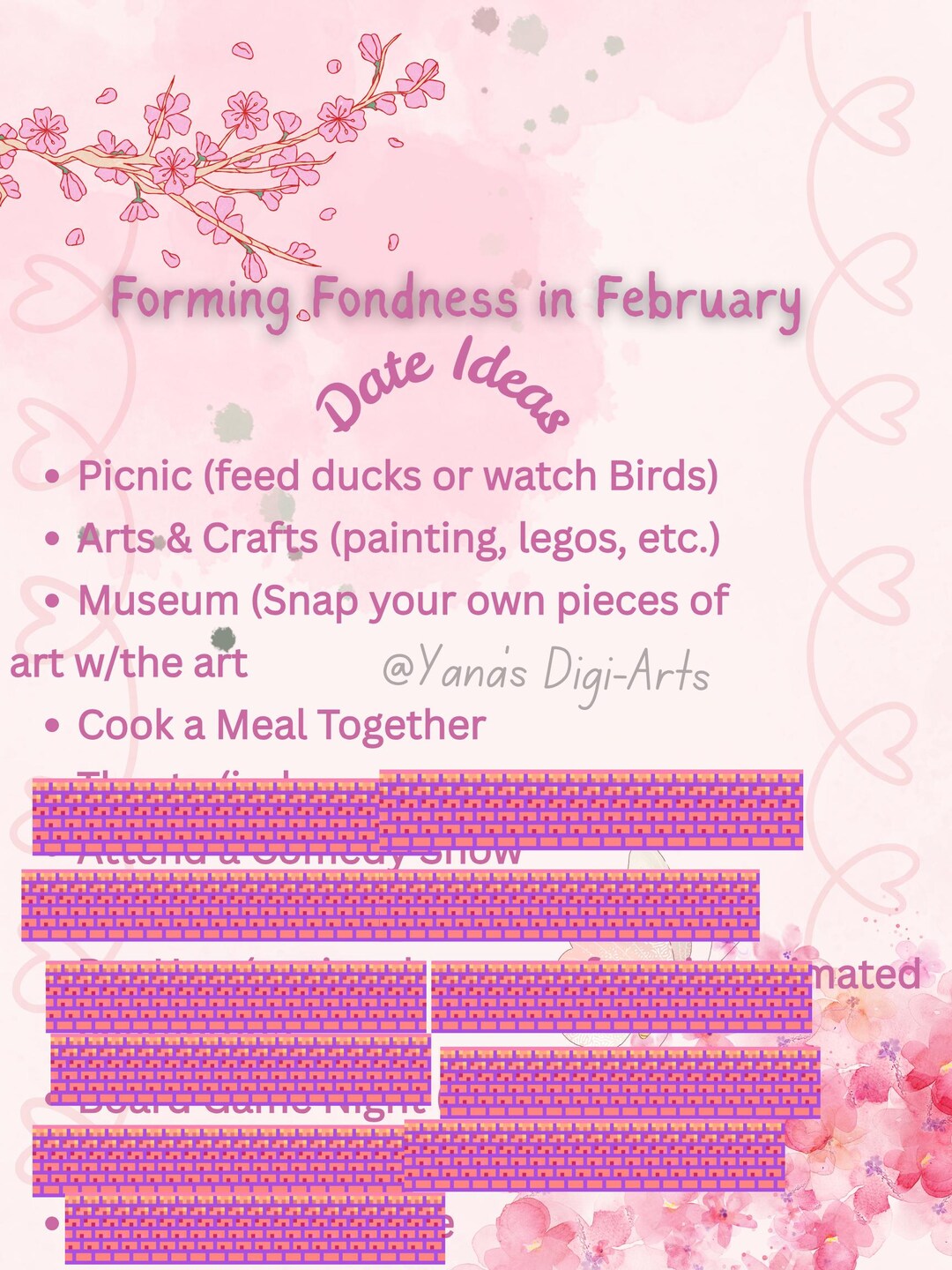 February/valentines Day Date Planner - "finding Fondness in February ...