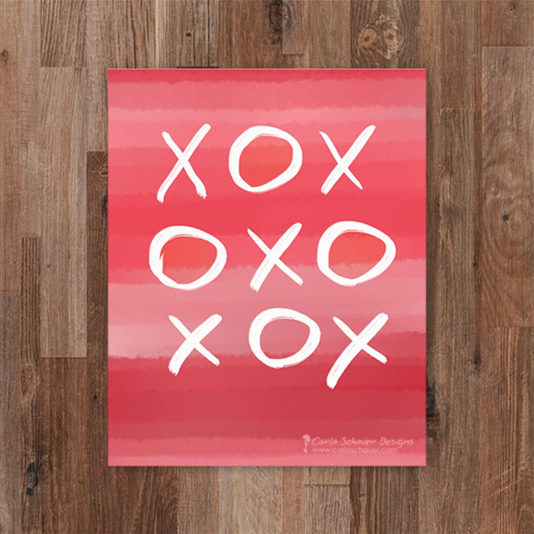 Pink Watercolor XOX Valentine Printable, Hugs & Kisses Printable Art ...