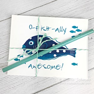 O-fish-ally Awesome Pun Note Cards, Funny Note Cards Gift Set With ...